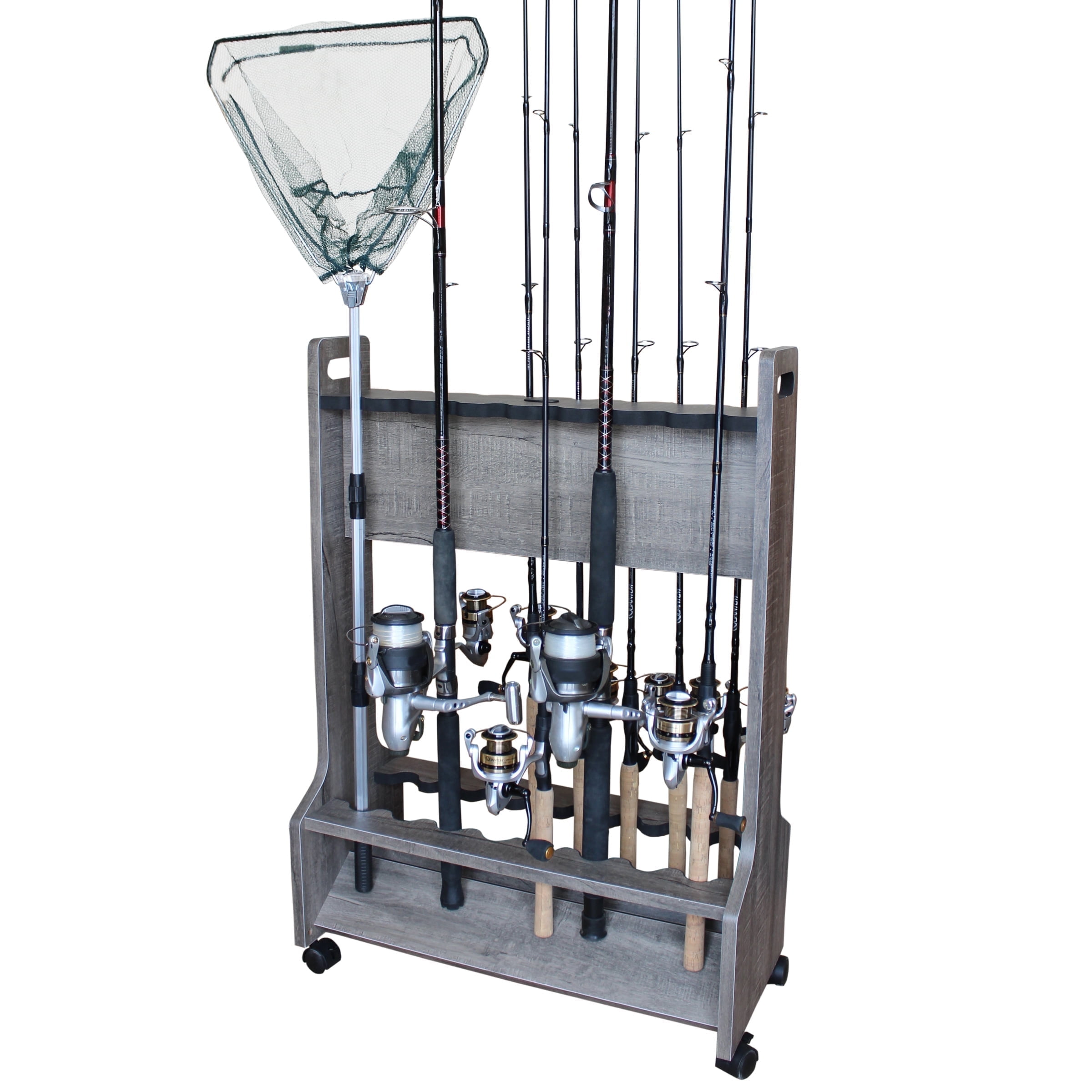 Rush Creek Creations 16-Rod Double-Sided Rolling Fishing Rod Storage ...