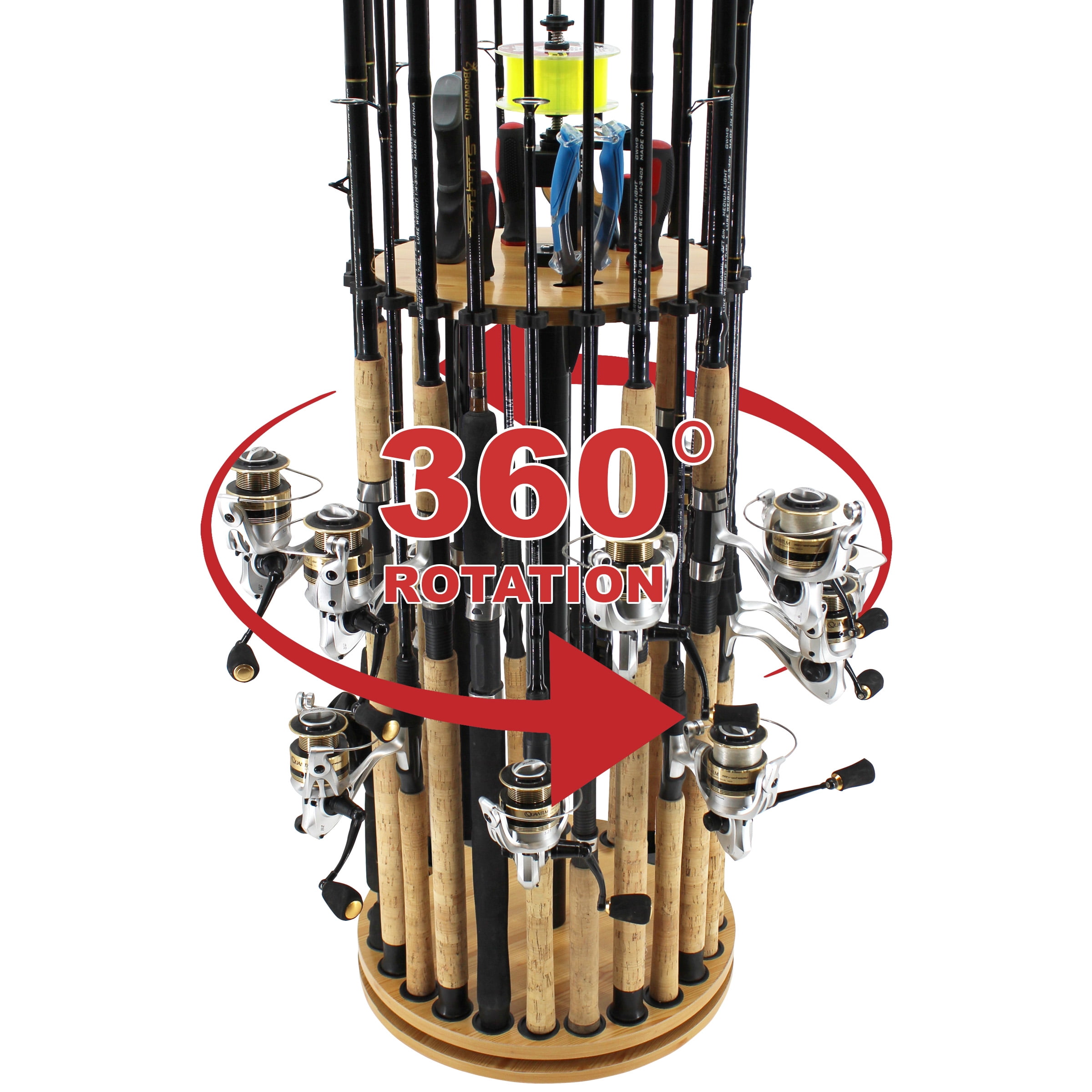 Rush Creek Creations 24 Fishing Rod Holder - 360 Spinning Rack for ...