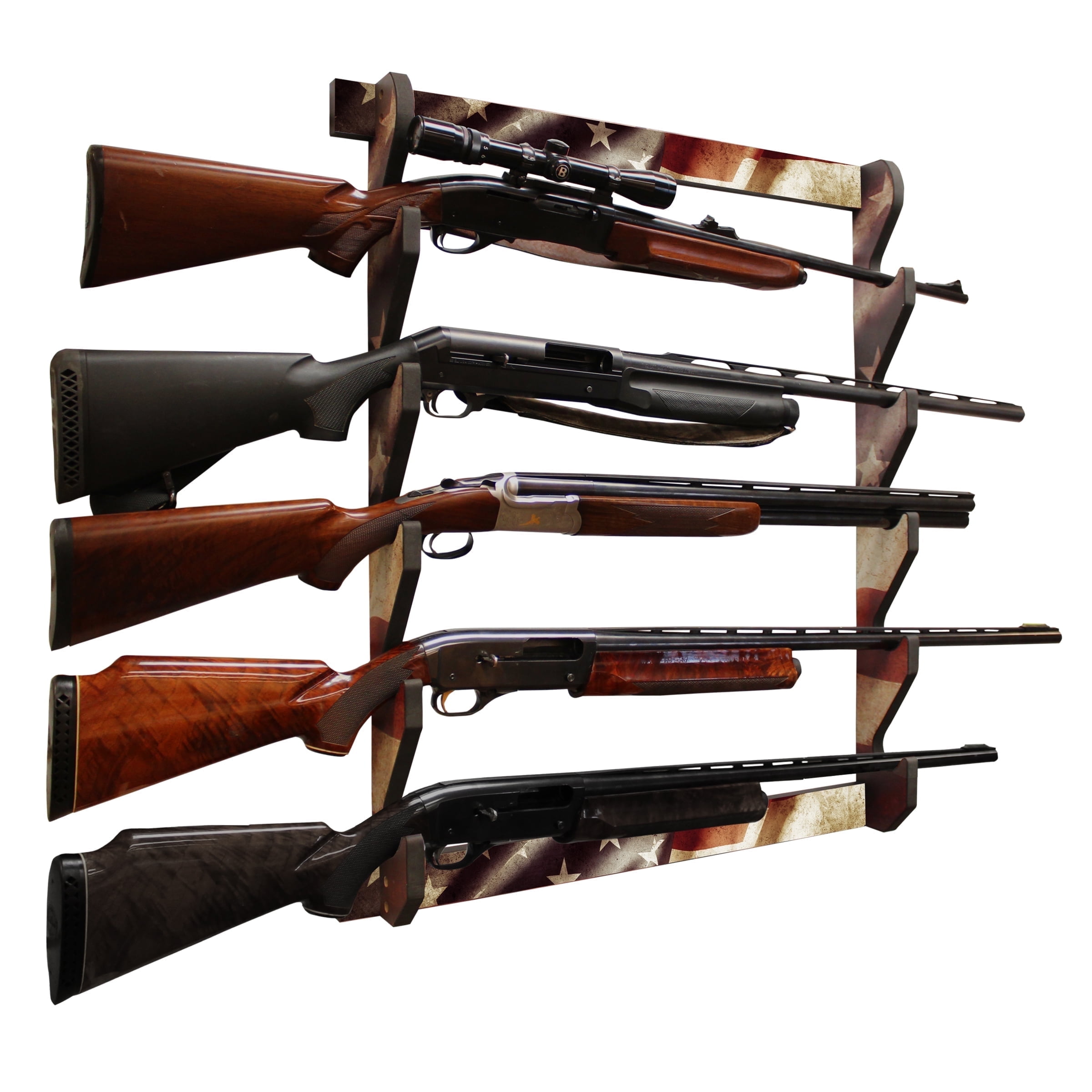 Rush Creek Creations 5-Gun Wall Rack Americana Secure Mount for ...