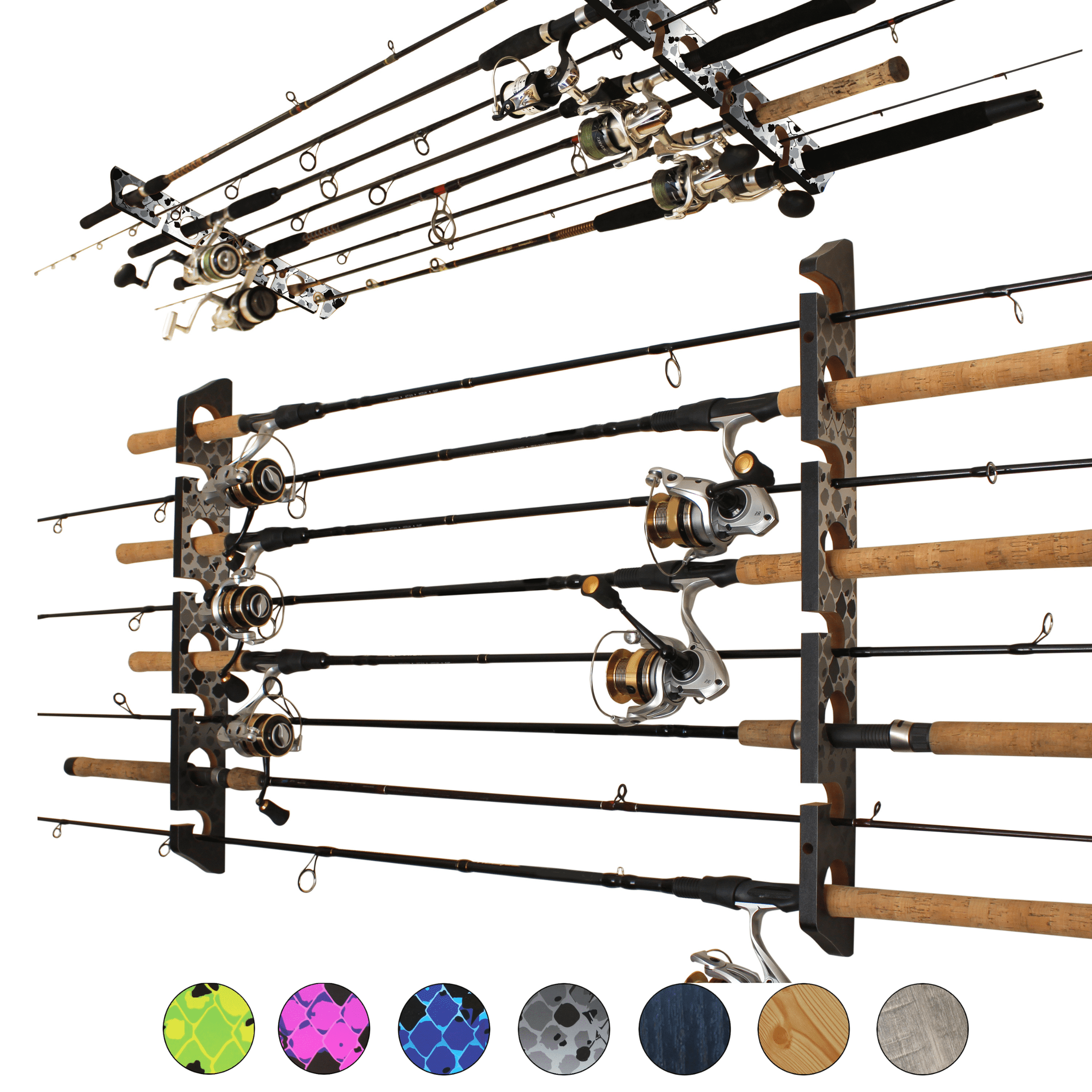Rush Creek Creations 8 Rod Wall/Ceiling Fishing Rod Rack – Gray Finish ...