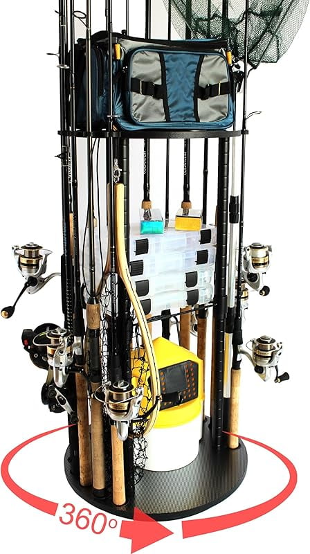 Rush Creek Creations Rod Holders for Garage Fishing Pole Rack Holds up ...