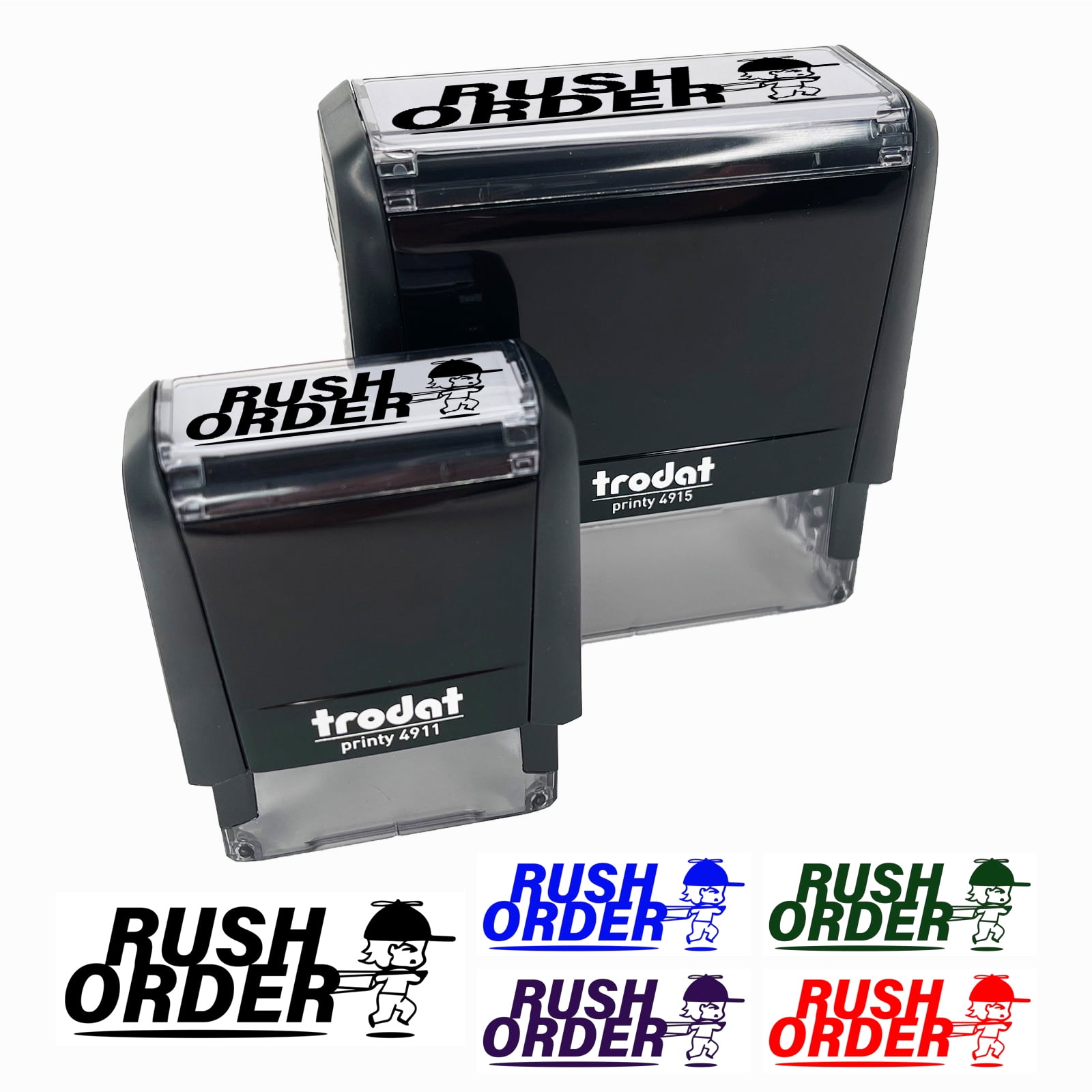 Rush Order Expedited Shipment Running Person Self-Inking Rubber Stamp ...