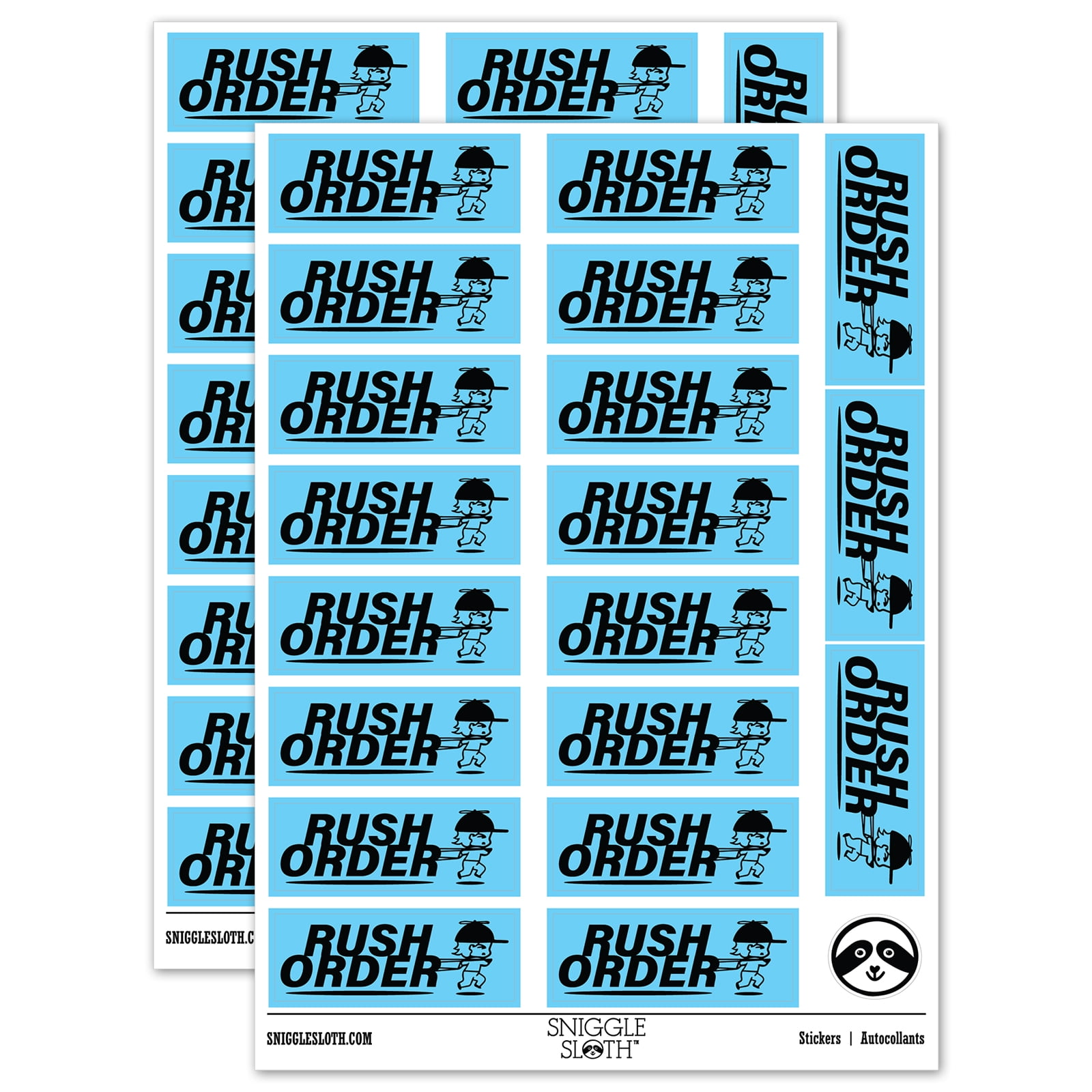 Rush Order Expedited Shipment Running Person Sticker Set - Light Blue ...