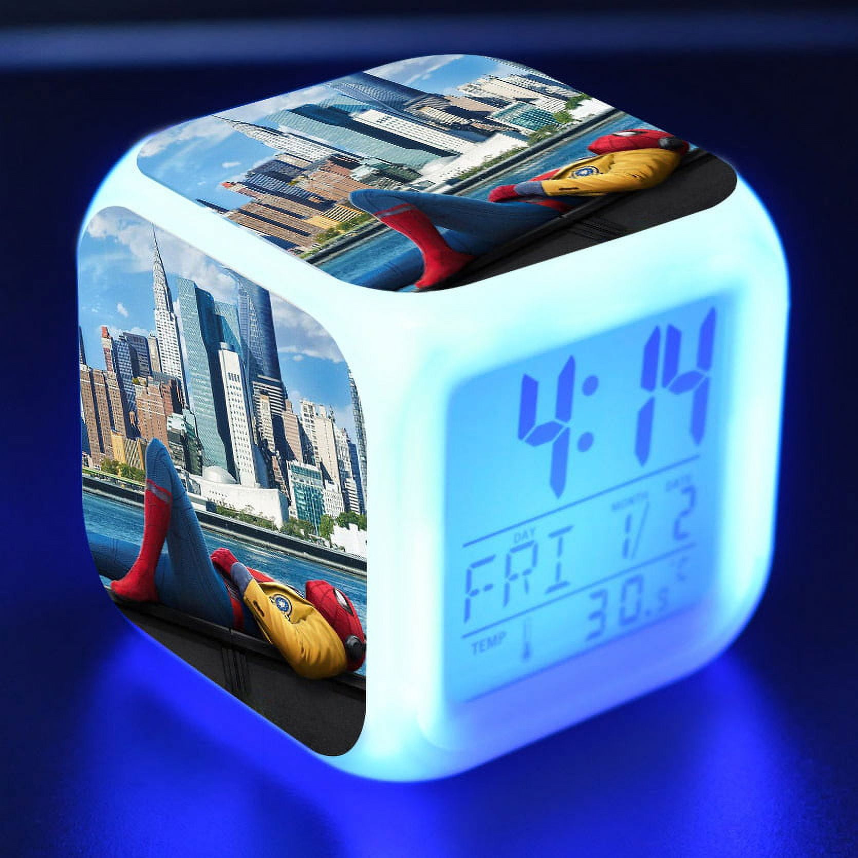 Rush Spider Man alarm clock 7-color LED square clock digital alarm ...