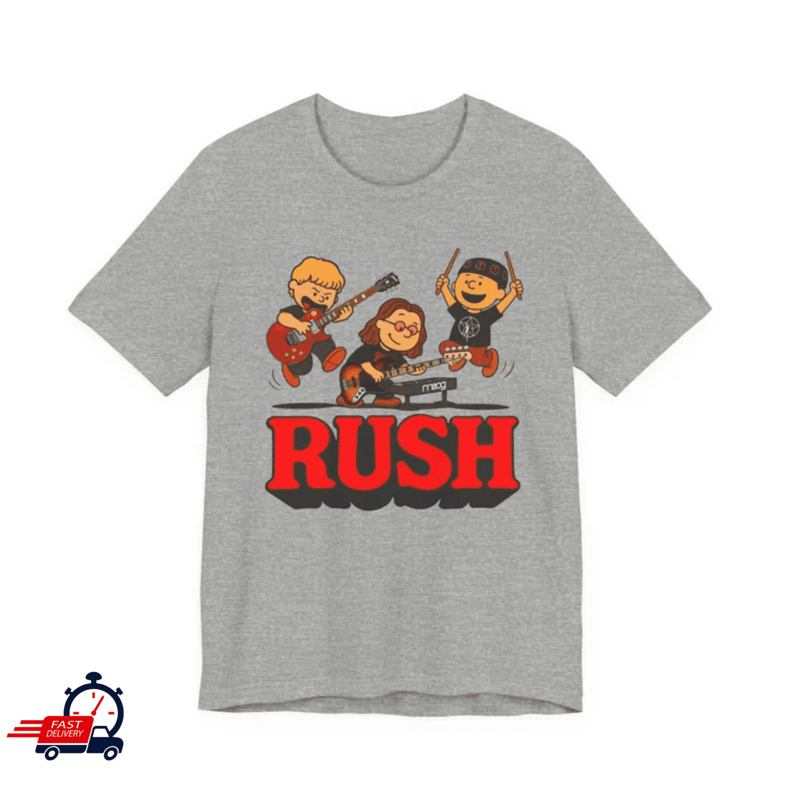 Rush x Peanuts Retro T-Shirt Geddy Lee Alex Lifeson Neil Peart Rock ...