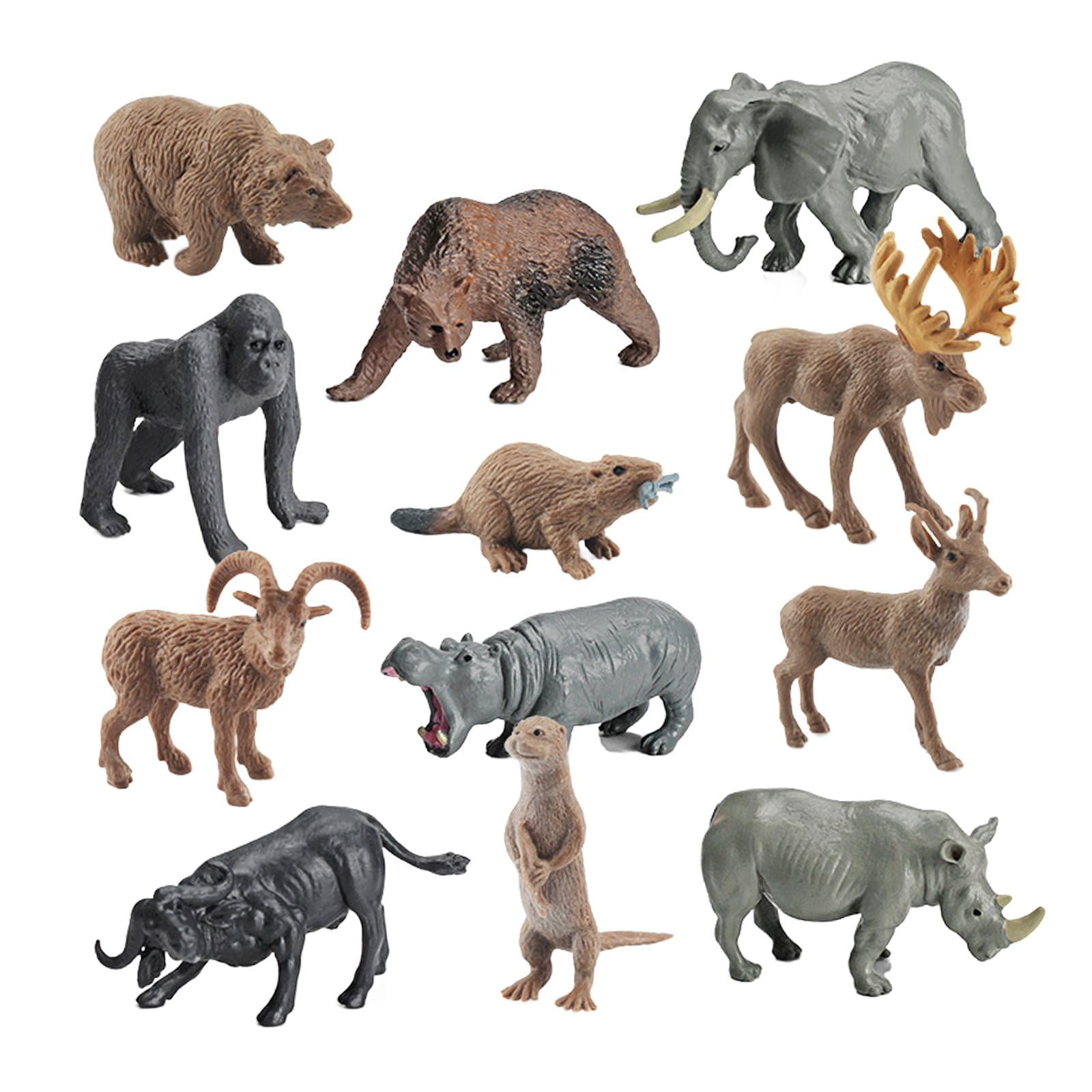 Rushawy 12x Mini Wildlife Animals Figurines Set for Festivals Holiday ...