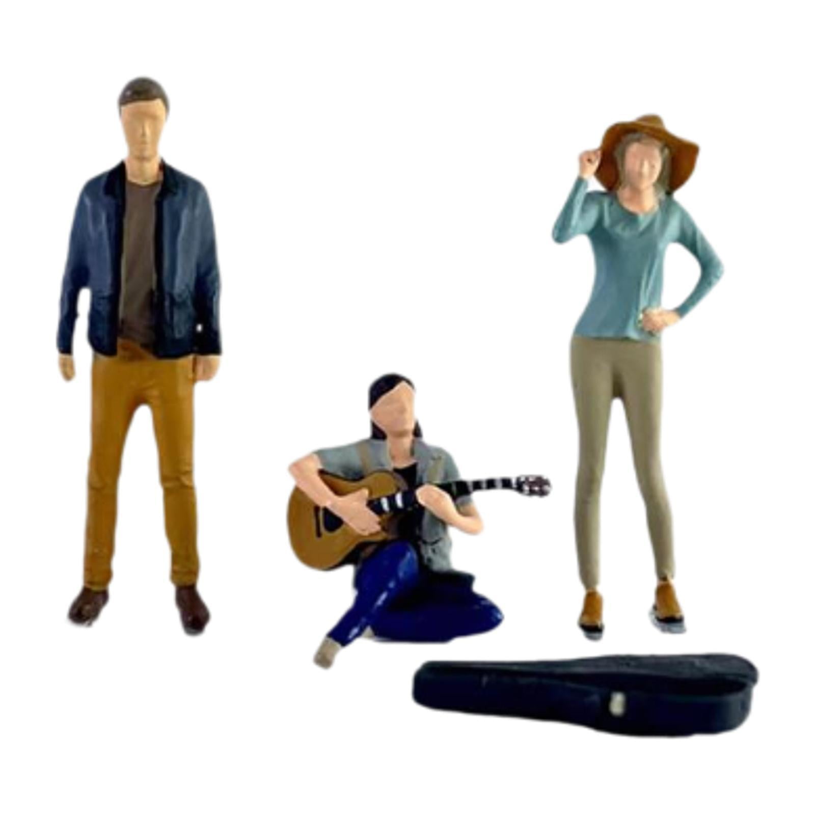 Rushawy 3 Pieces Resin 1/64 People Figures with Mini Guitar Case for ...
