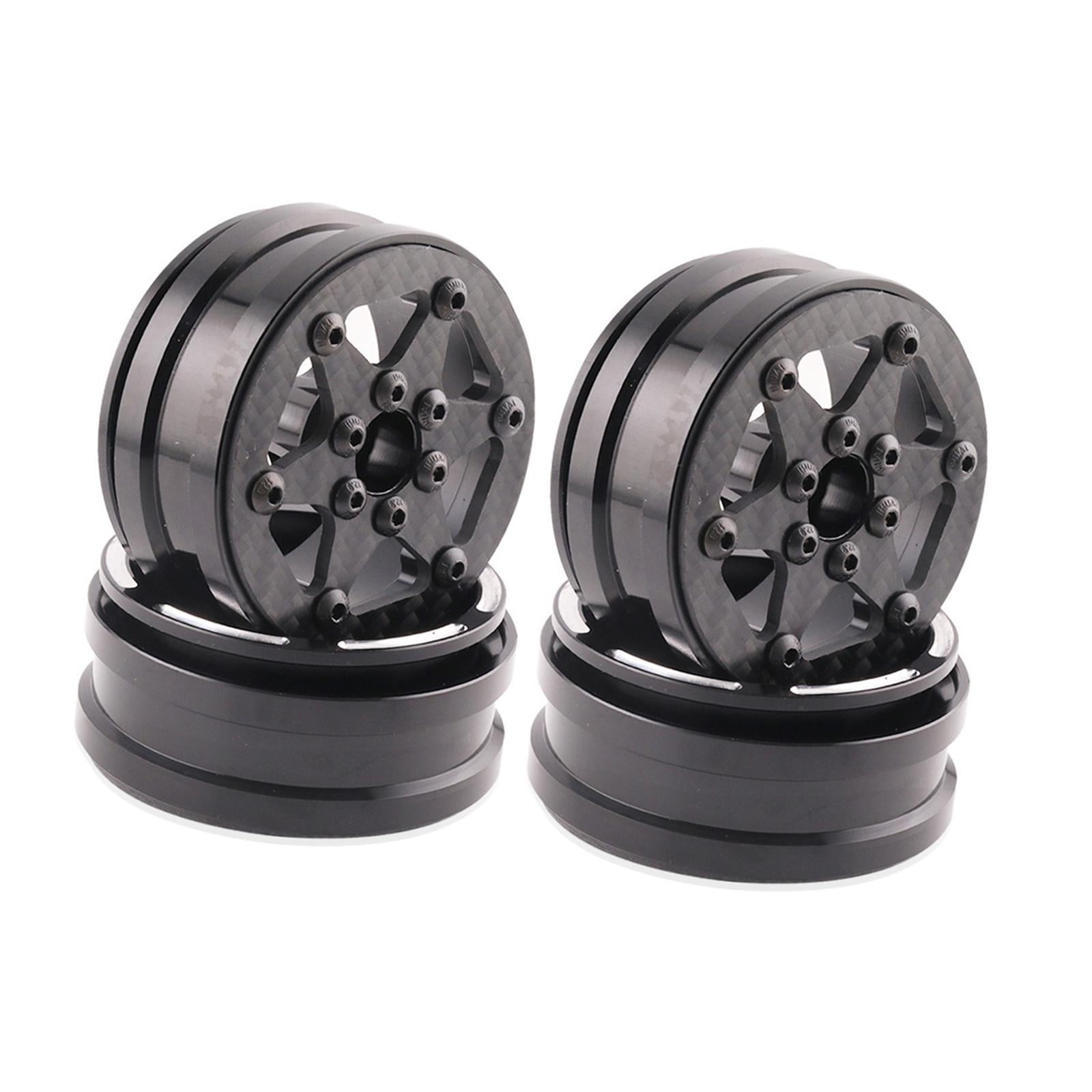 Rushawy 4 Pieces 1.9 inch Carbon Fiber Wheels Rims RC Wheel Rims for 1/ ...