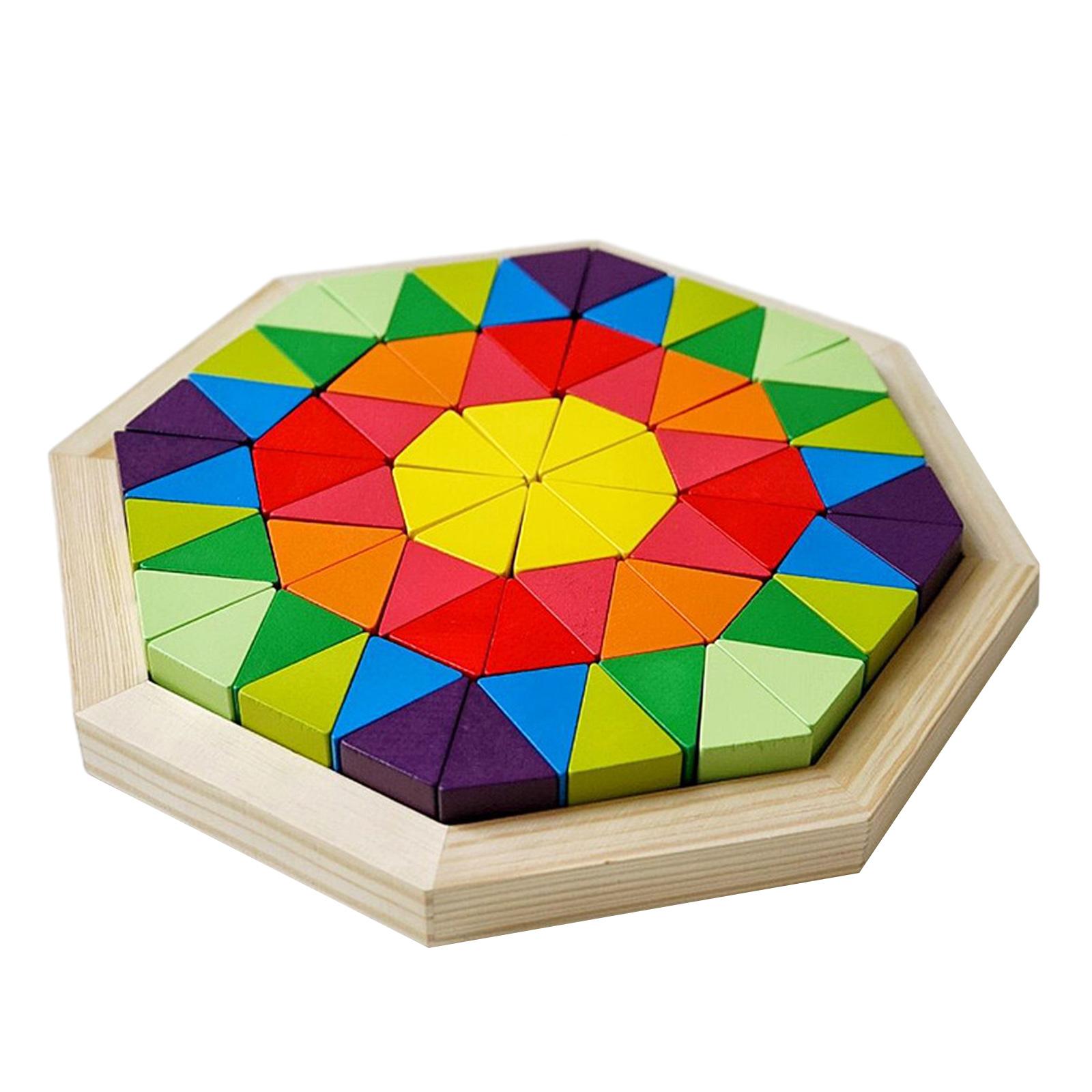 Rushawy Wooden Blocks Puzzle Brain Teaser Puzzle for Color Perception ...