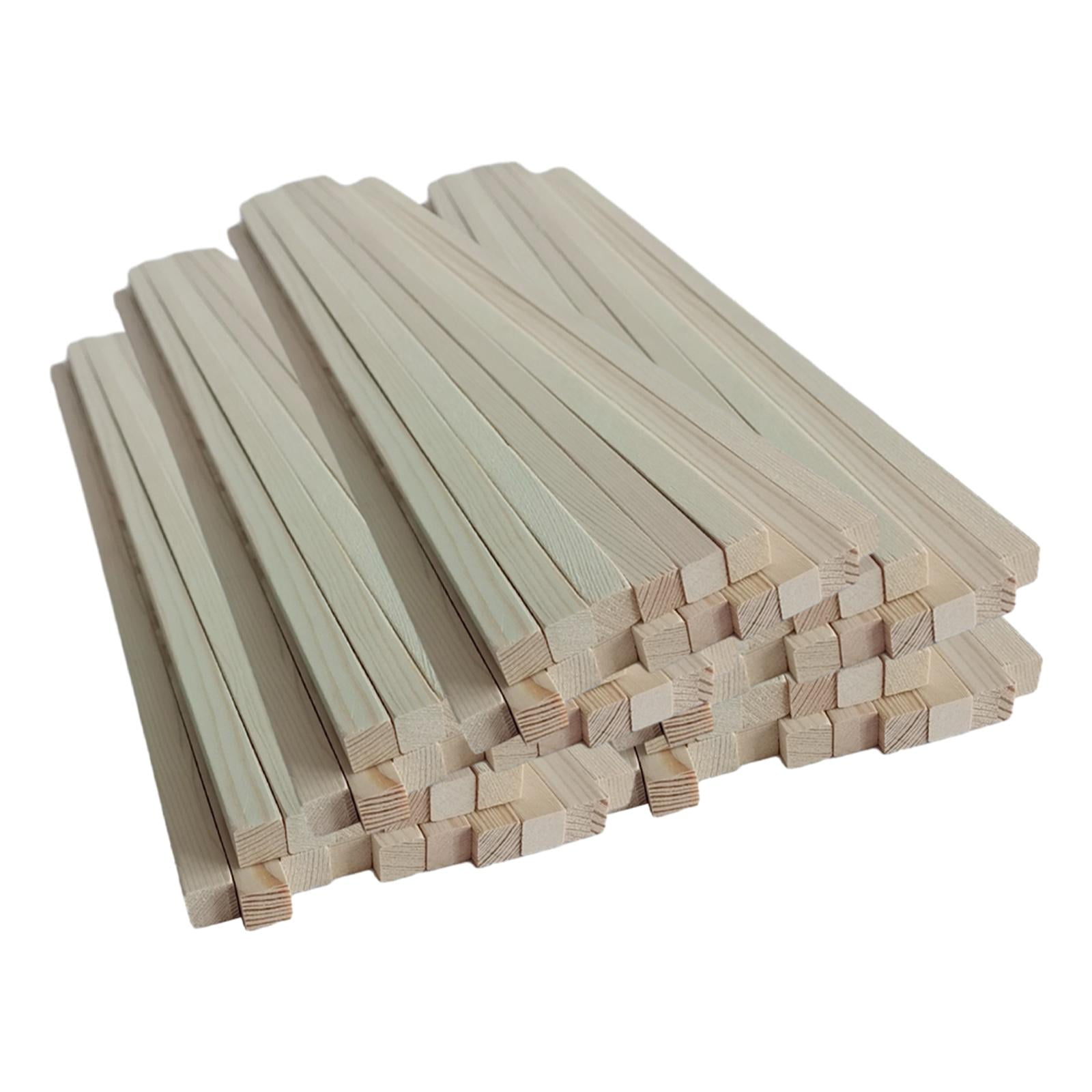 Rushay 100 Pieces Unfinished Square Sticks, Long Dowel Strips Wooden ...
