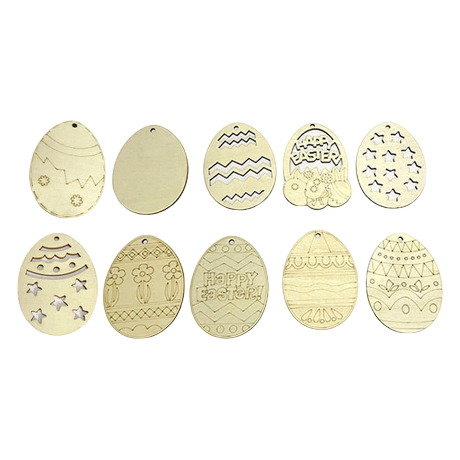 Rushay 10x Unfinished Wood Easter Egg Cutouts Hanging Egg Shapes Easter ...