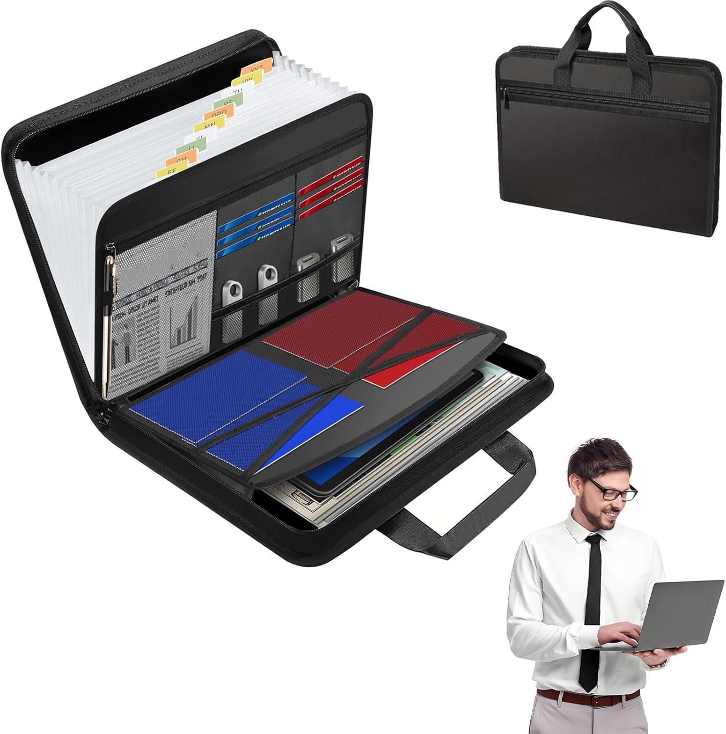 Rushclick File Folder - Large Capacity, 13 Pocket, A4 Fireproof Folder ...