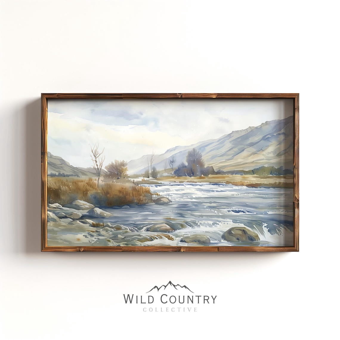 Rushing River Poster Vintage Country Landscape Wall Art Rustic Cabin ...