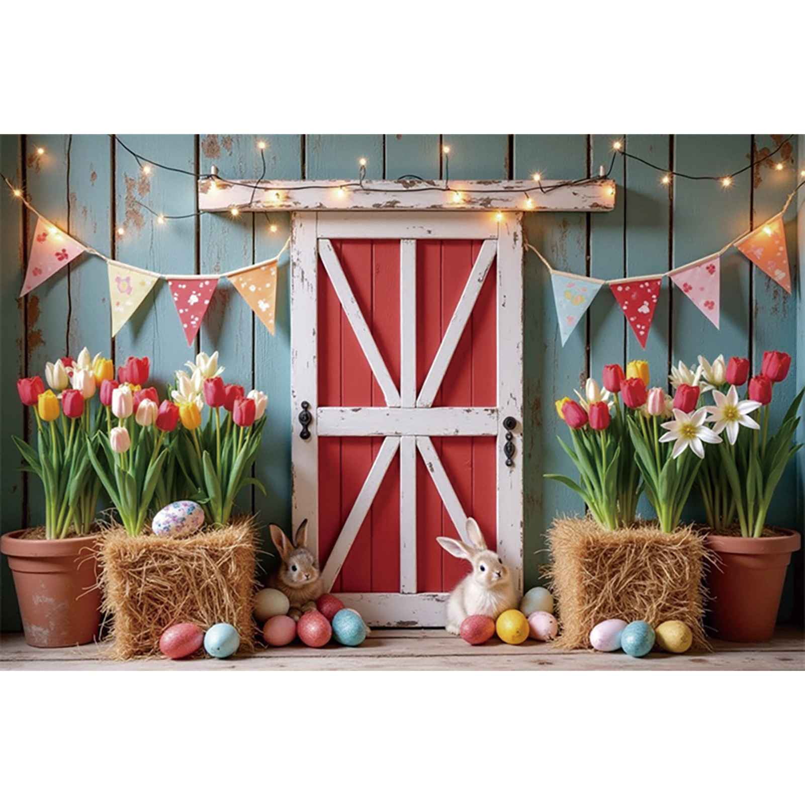 Rusitc Easter Day Photo Backdrop Childr Egg Rabbit Barn Party ration ...