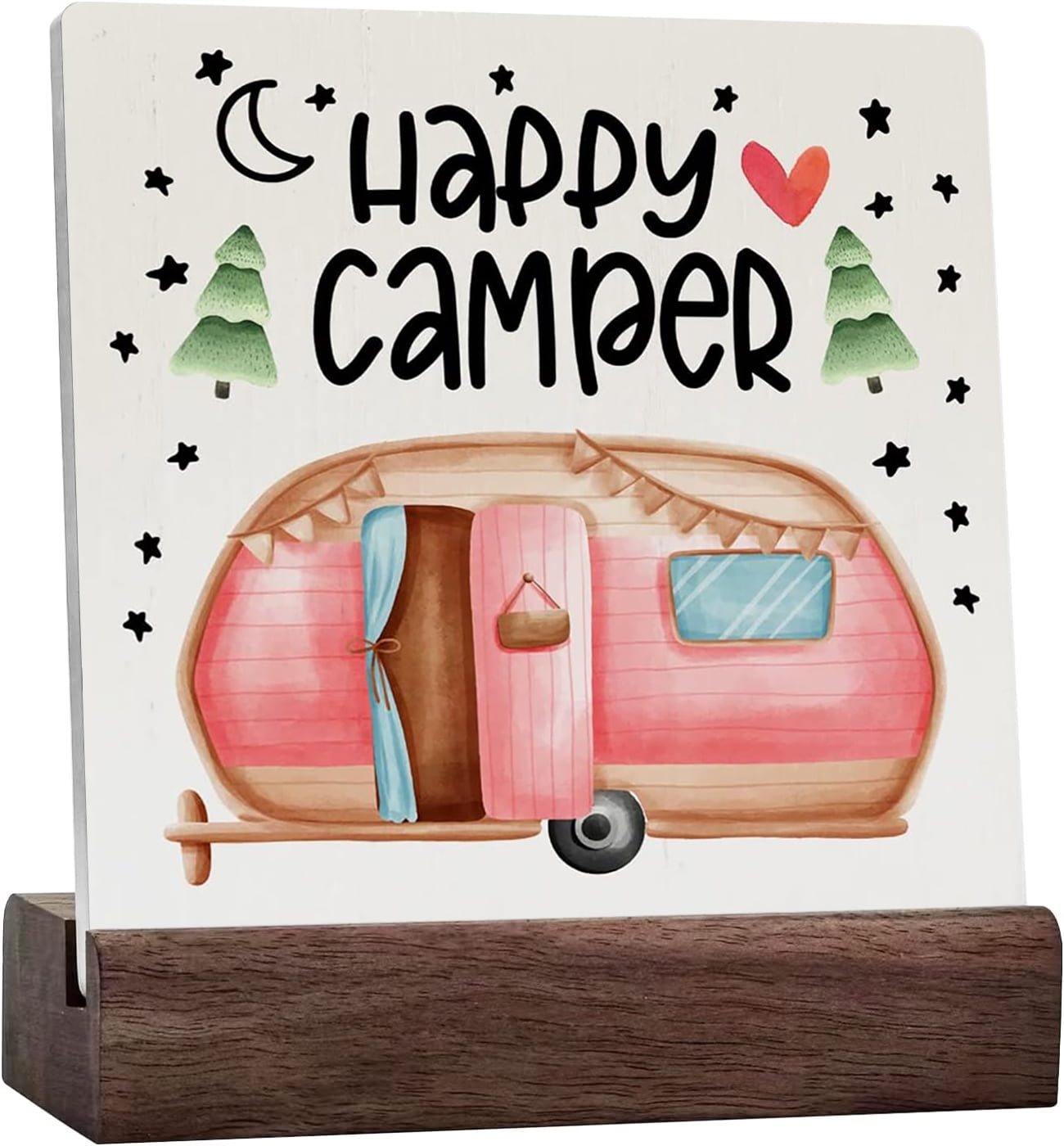 Rusitc Happy Camper Camping Sign Camping Desk Decor, Funny Camping ...