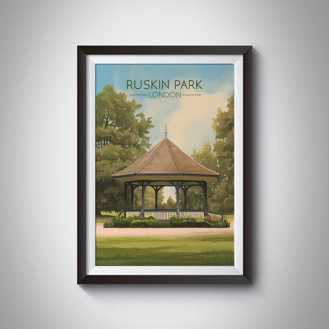 Ruskin Park Poster, London Travel Poster, Ruskin Park Bandstand ...