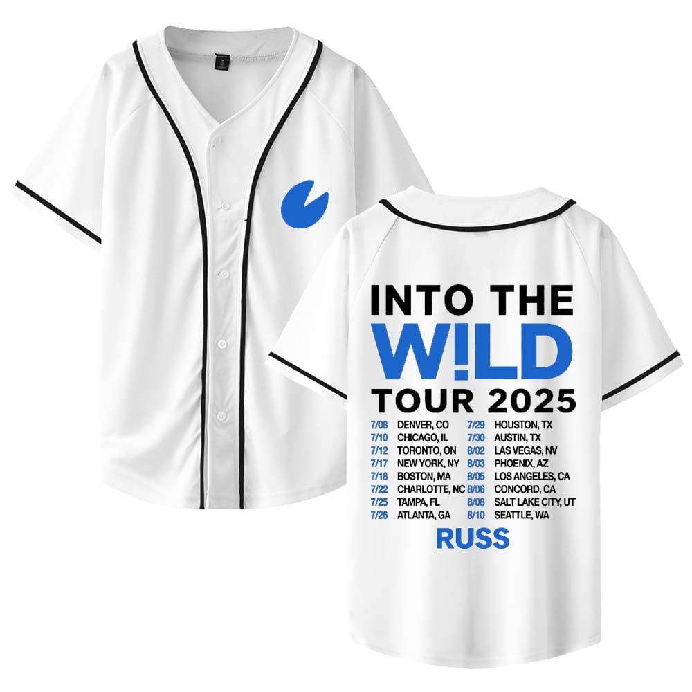 Russ Into The Wild Tour 2025 Merch Baseball Jersey Shirt V-Neck Women ...