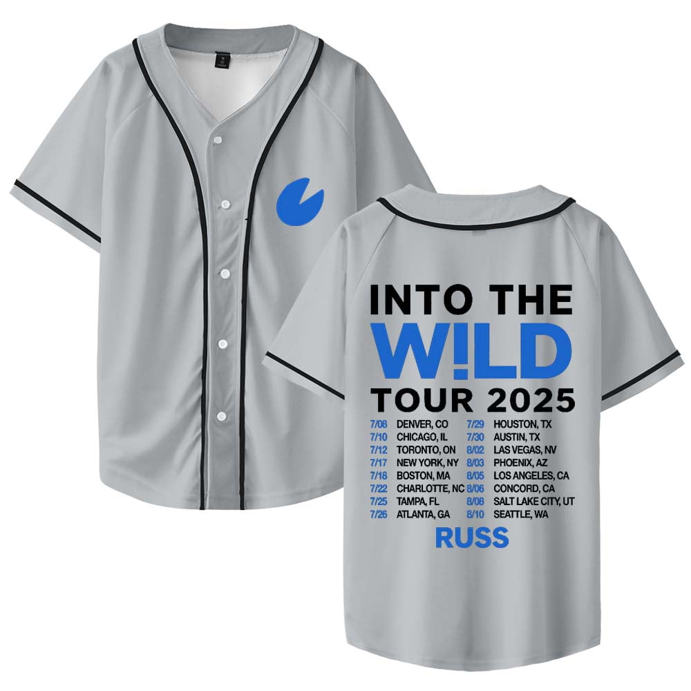 Russ Into The Wild Tour 2025 Merch Baseball Jersey Shirt V-Neck Women ...