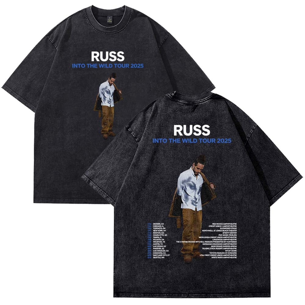 Russ Into The Wild Tour 2025 Merch Cotton T-Shirt Wash Tee Women Men ...
