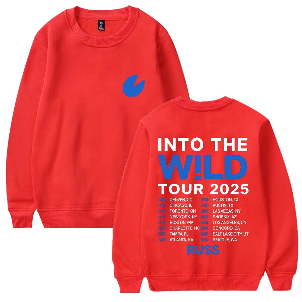 Russ Into The Wild Tour 2025 Merch Sweatshirt Women Men Casual Crewneck ...