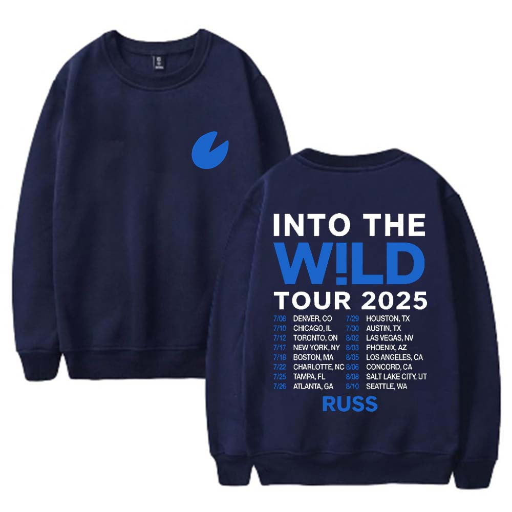 Russ Into The Wild Tour 2025 Merch Sweatshirt Women Men Casual Crewneck Long Sleeve Pullover ...