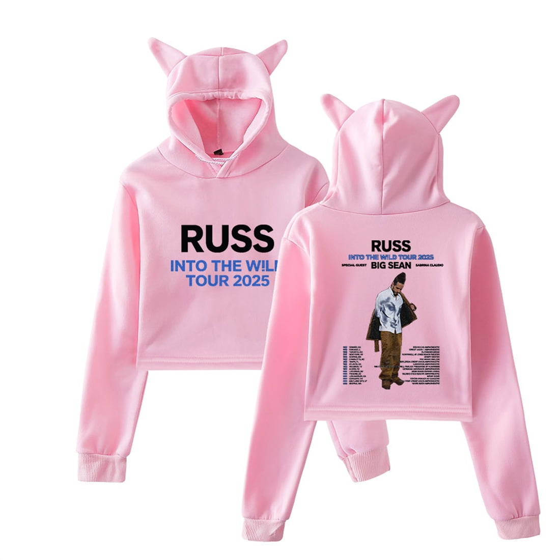Russ Into The Wild Tour 2025 Short Hoodies Fashion Cat Ear Sweatshirt ...