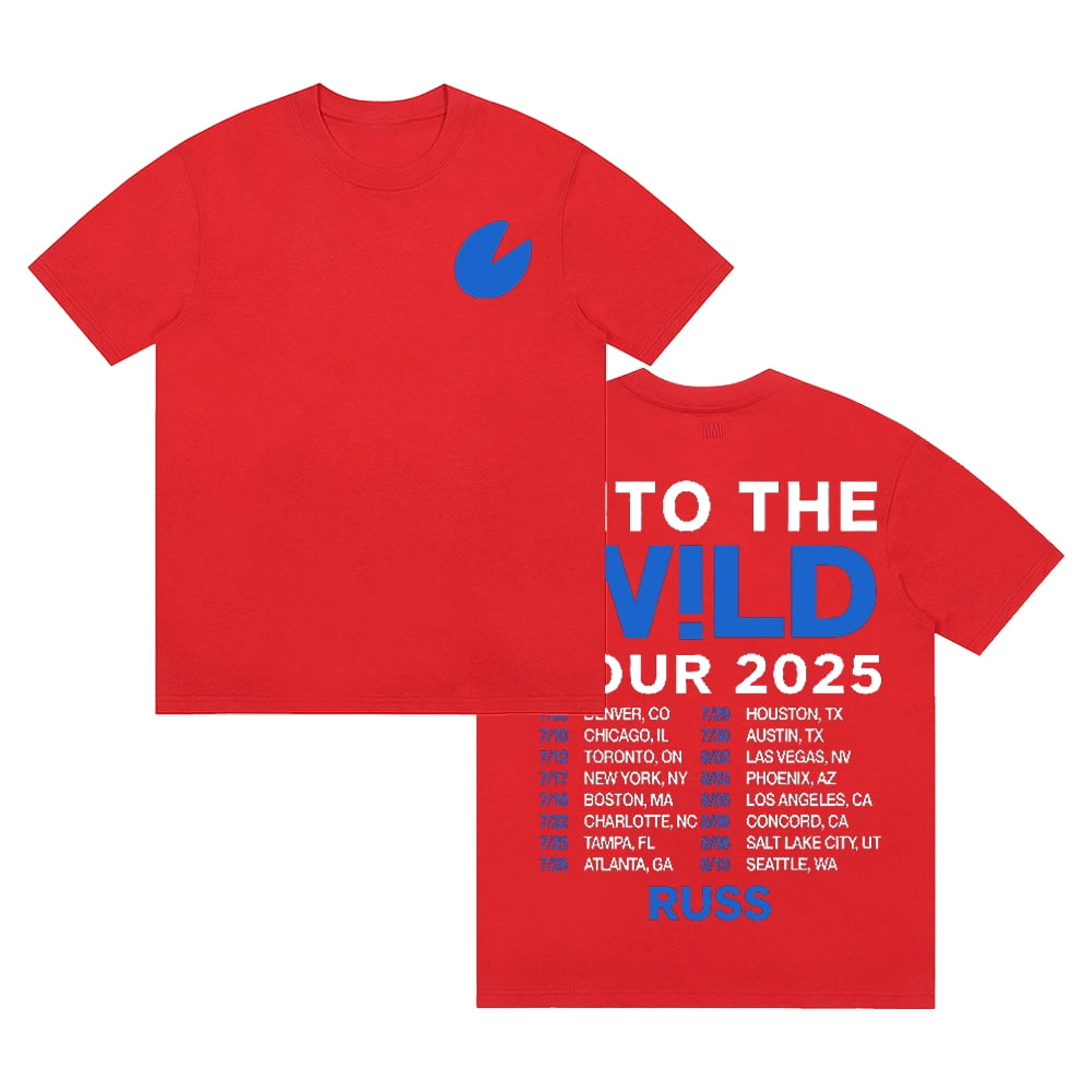 Russ Into The Wild Tour 2025 T-shirt Crewneck Short Sleeve Cotton Tee ...