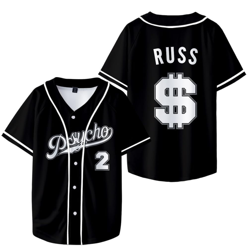 Russ Merch Baseball Jersey V Neck Short Sleeve Shirt Unisex Fashion ...