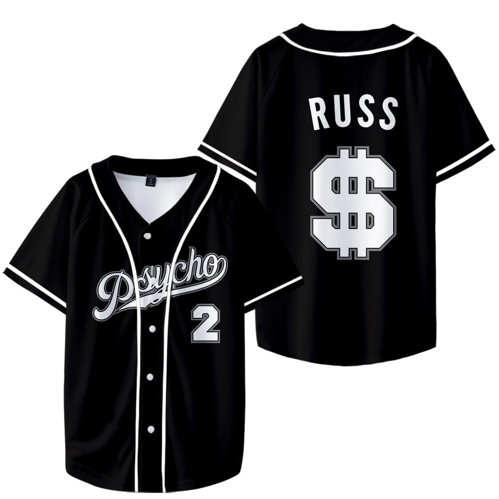 Russ Rapper Psycho Pt.2 Merch Baseball Jersey Shirts Spring Summer Men ...