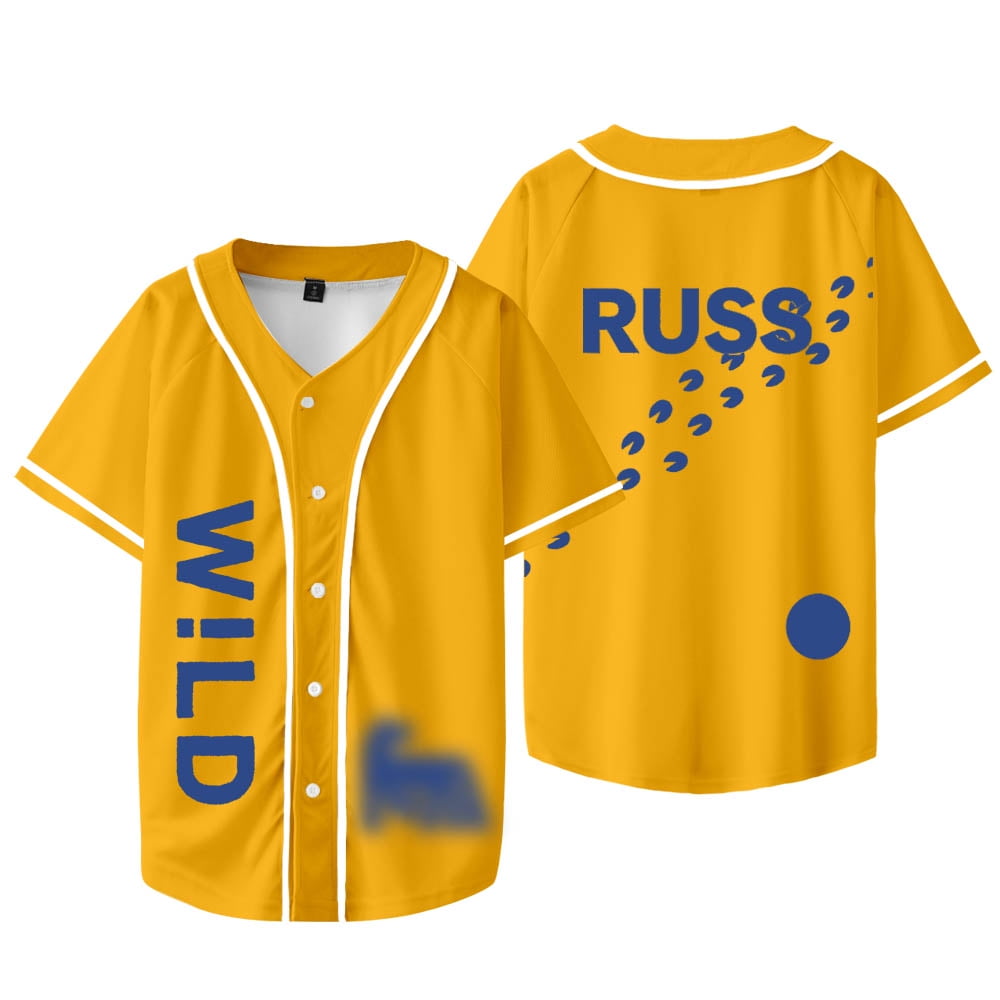 Russ Wild Baseball Jersey Cosplay Women Men Fashion V-neck Short Sleeve ...