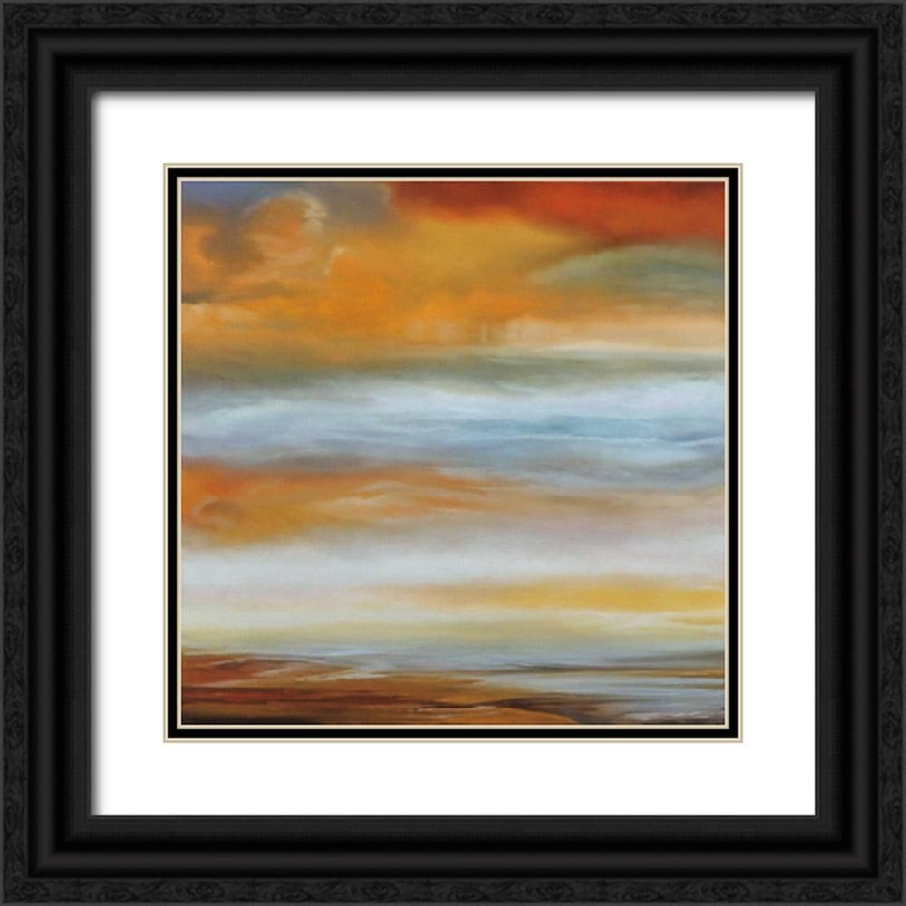 Russel, Matt 15x15 Black Ornate Wood Framed with Double Matting Museum ...