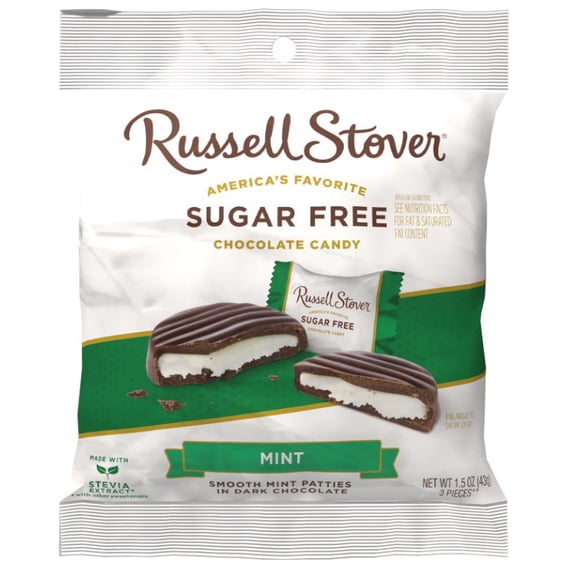 Russell Stover Dark Chocolate Mint Patties, 1.5 oz Bag, Individually ...