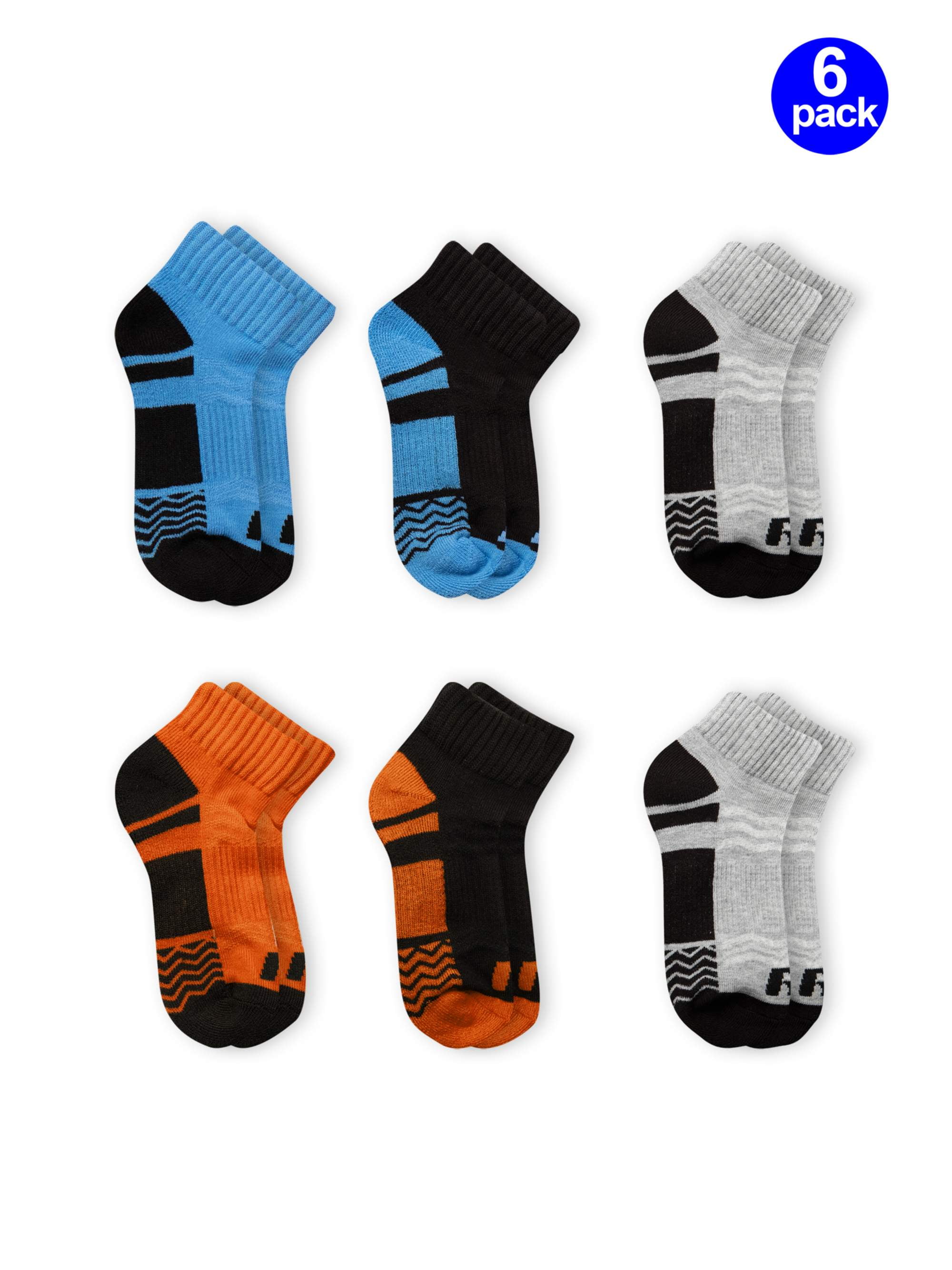 Russell Active Boys Ankle Socks 6 Pack Socks - Walmart.com