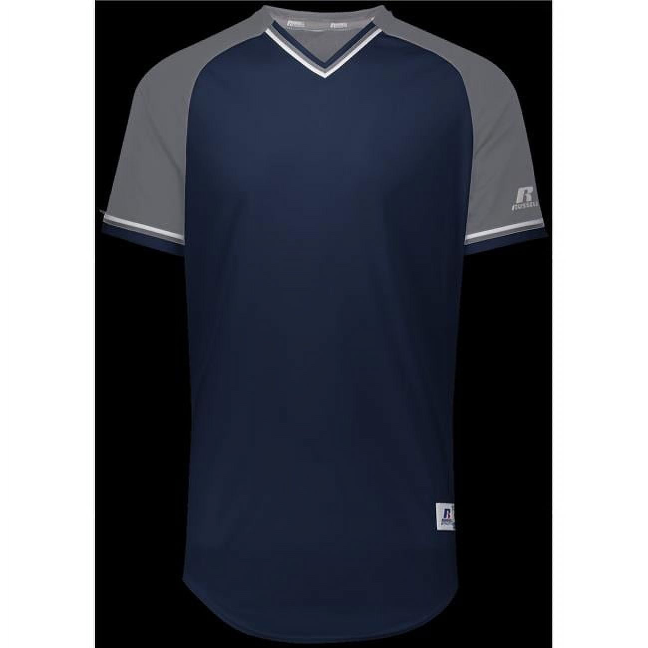 Russell Adult Classic V-Neck Jersey - Navy, Steel & White - Medium ...