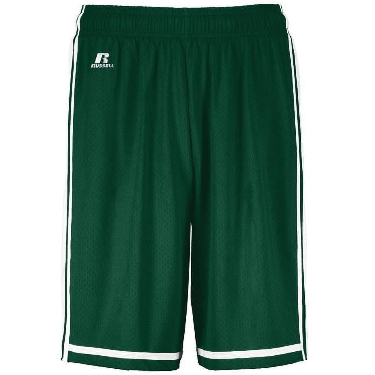 Russell Adult Legacy Basketball Shorts, Dark Green & White - Small ...