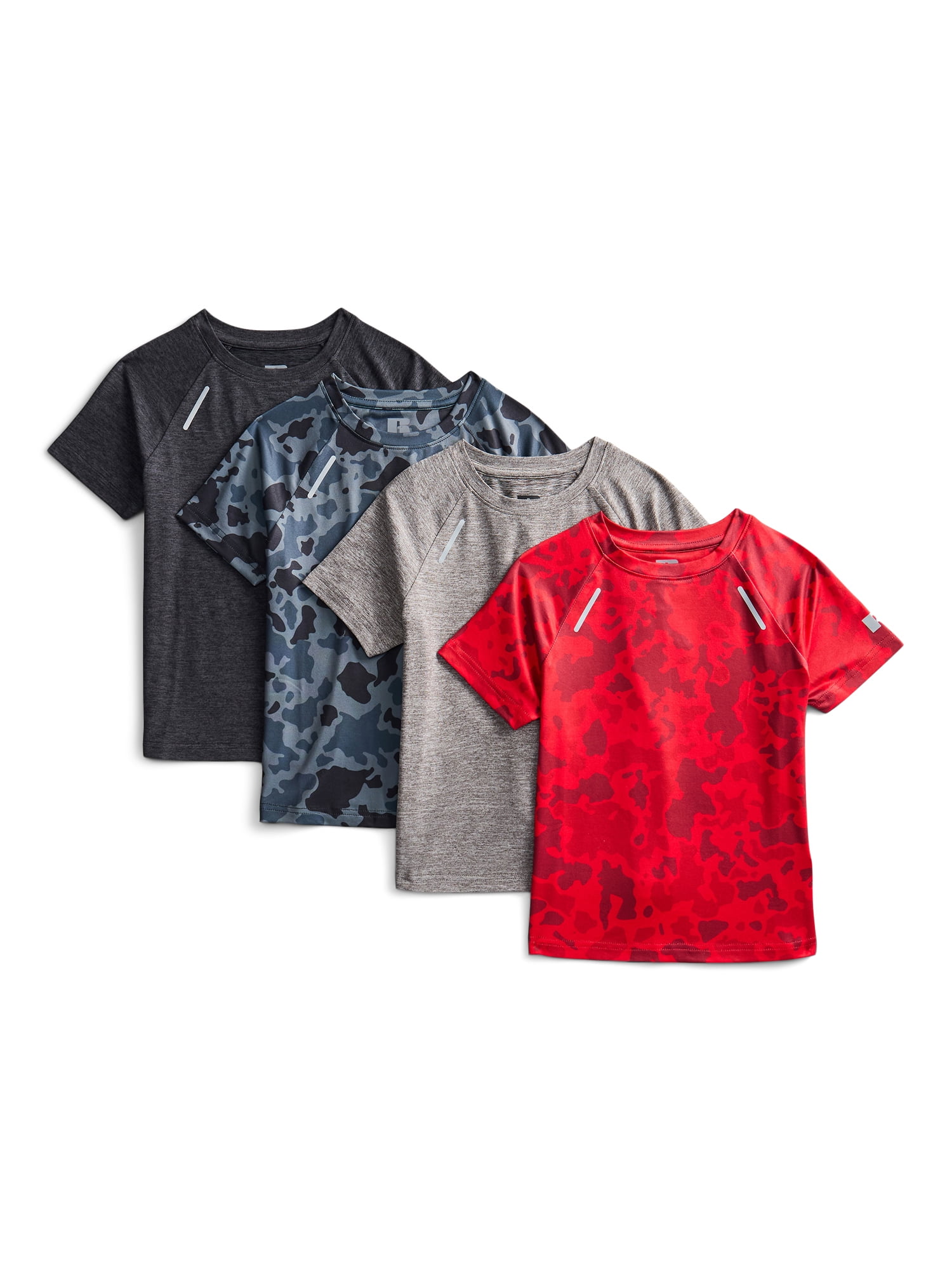 Russell Athletic Boys Runner Tech Short Sleeve T-Shirt, 4-Pack, Sizes 4 ...