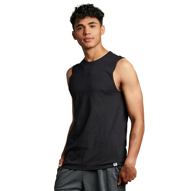 Russell Athletic Men's Essential Cotton Performance Muscle Tee with Dri ...
