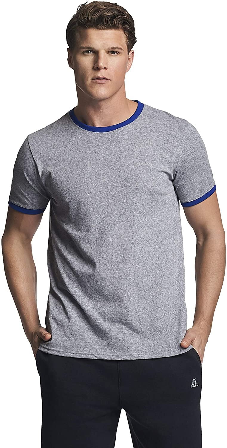 Russell Athletic Men's Cotton Performance Ringer T-Shirt, Oxford/Royal ...