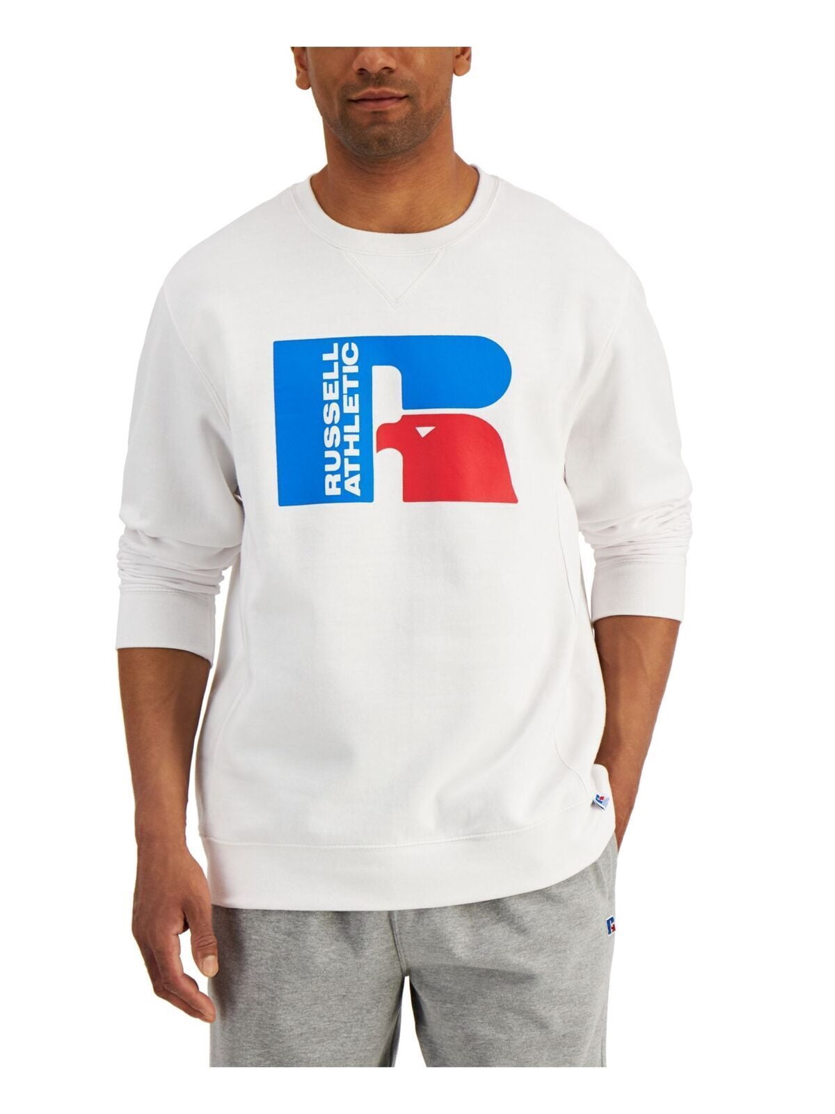 Russell Athletic Men's Ricardo Logo-Print Fleece Sweatshirt in White ...
