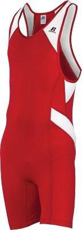 Russell Athletic Men's Wrestling Sprinter Singlet Extra Red/White X ...