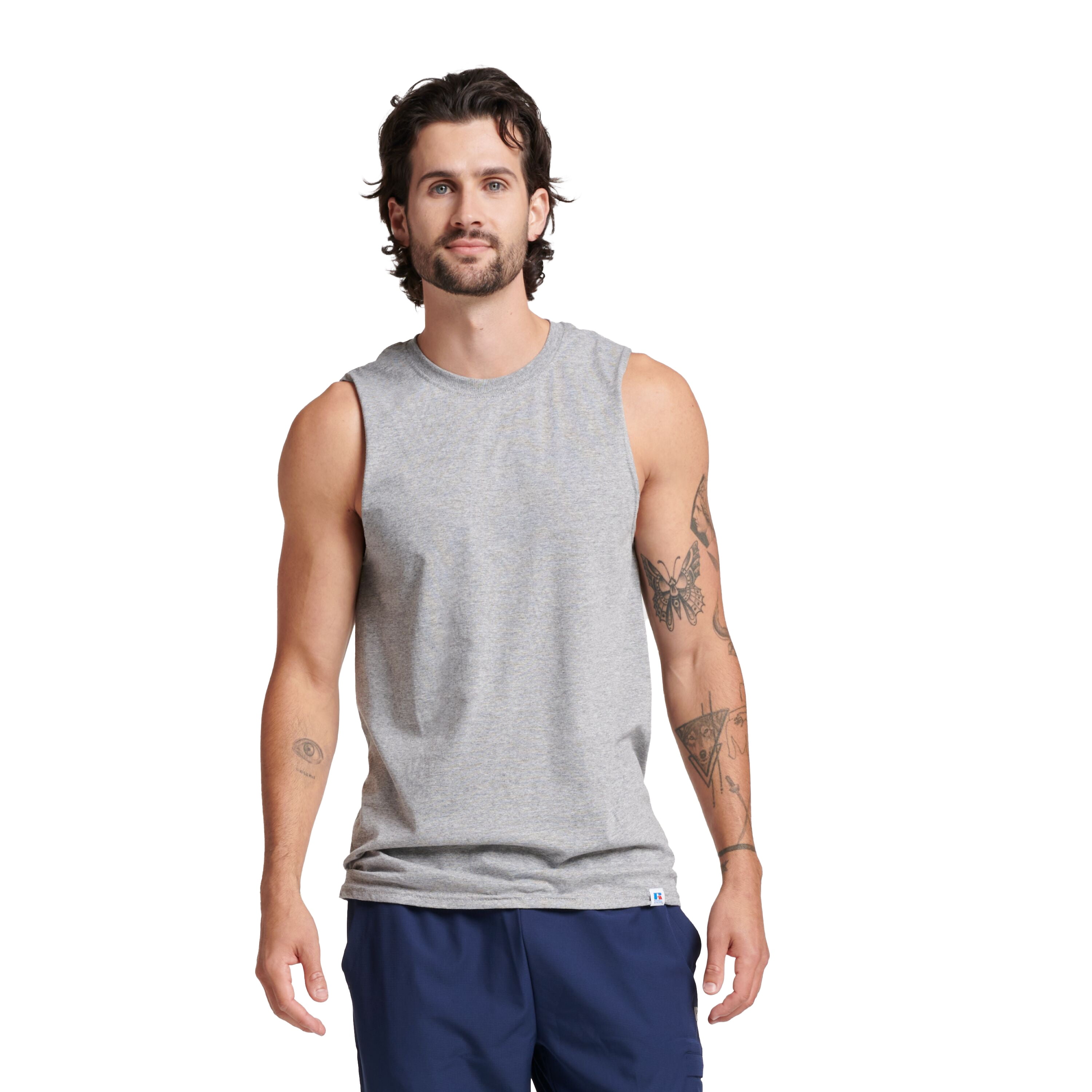 Russell Athletic Men's Dri-Power Cotton Muscle Shirt, Moisture Wicking ...