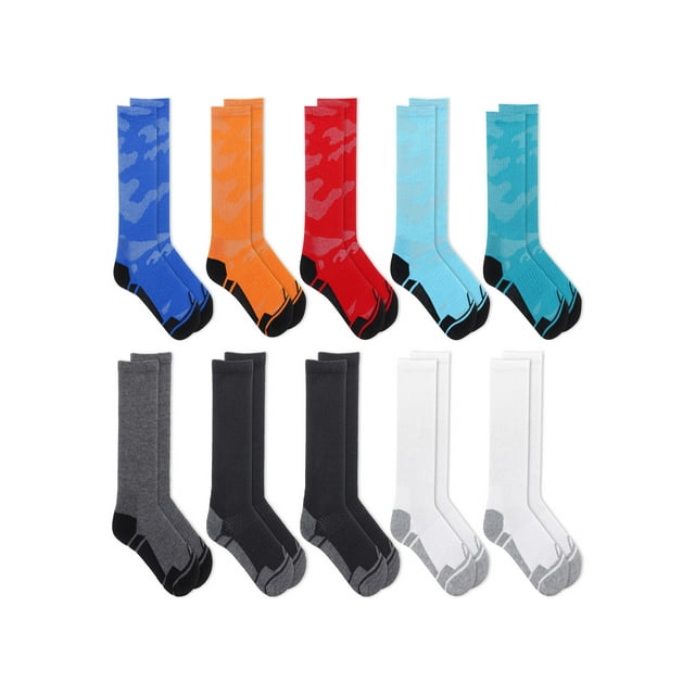 Russell Boys Athletic Cushioned Crew Socks 10 Pack, Sizes S-L - Walmart.com
