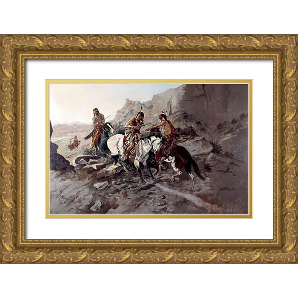 Russell, Charles 24x17 Gold Ornate Wood Framed with Double Matting Museum Art Print Titled ...
