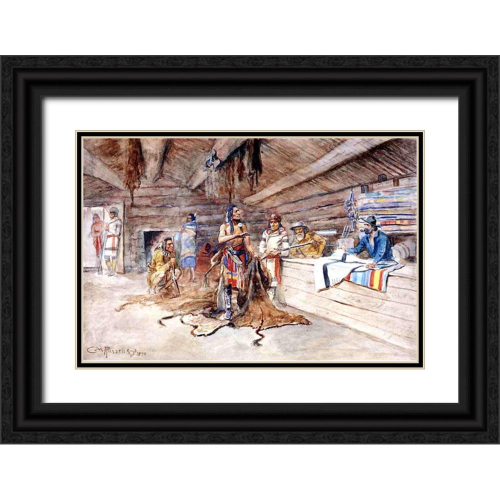 Russell, Charles Marion 14x11 Black Ornate Wood Framed with Double ...
