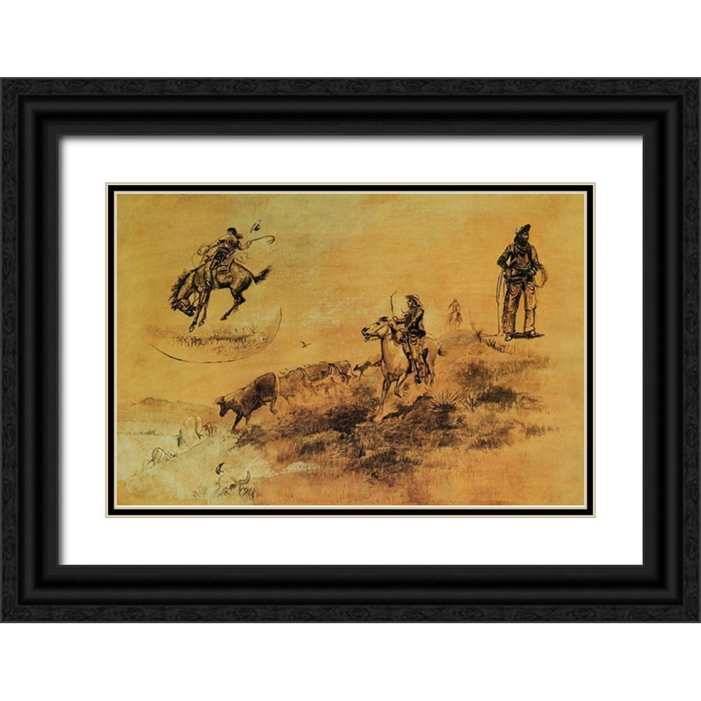 Russell, Charles Marion 18x13 Black Ornate Wood Framed with Double ...