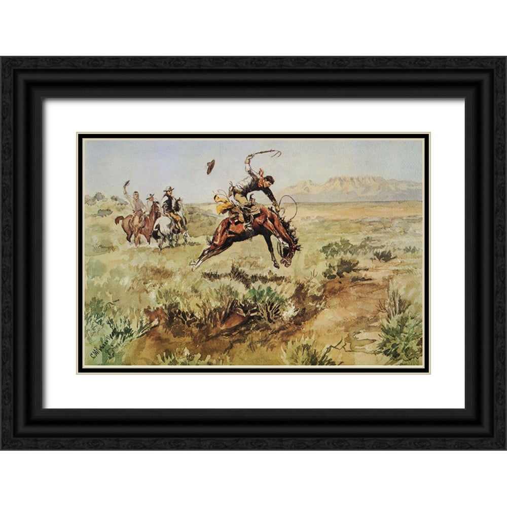 Russell, Charles Marion 18x13 Black Ornate Wood Framed with Double ...