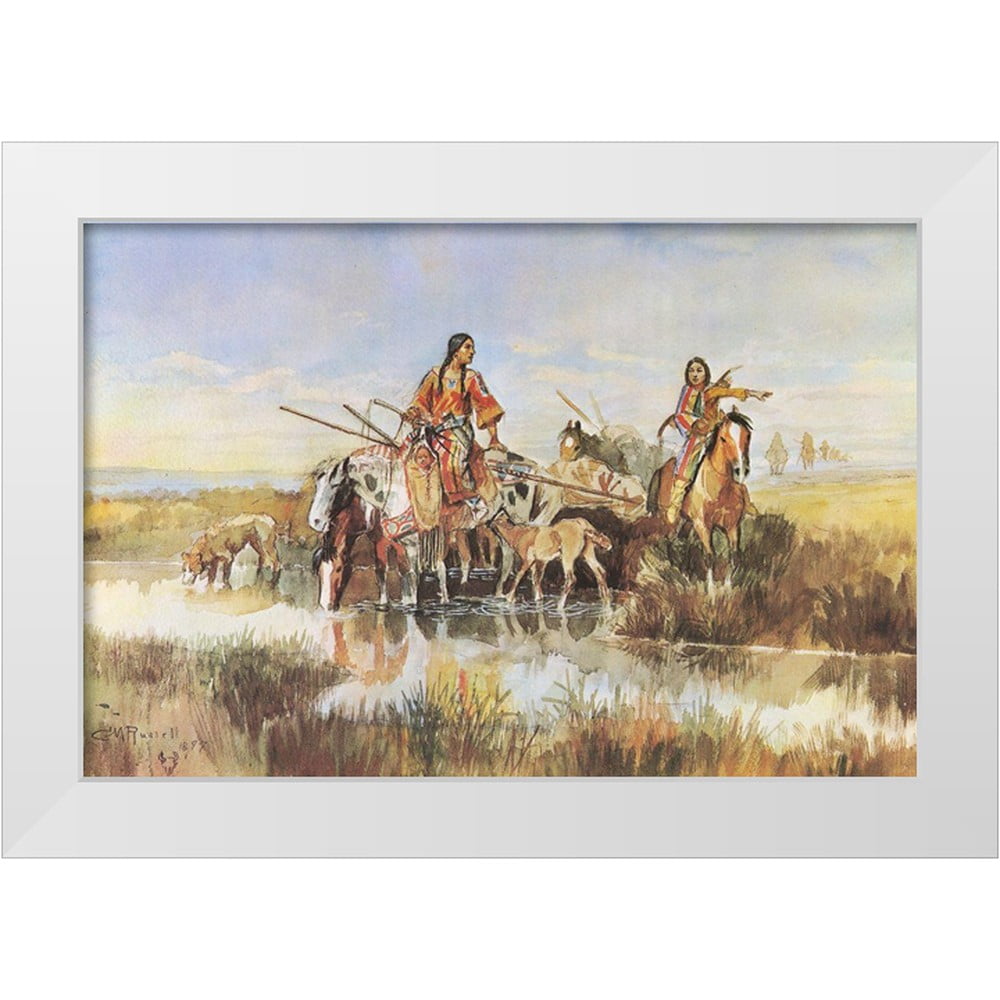 Russell, Charles Marion 32x23 White Modern Wood Framed Museum Art Print ...