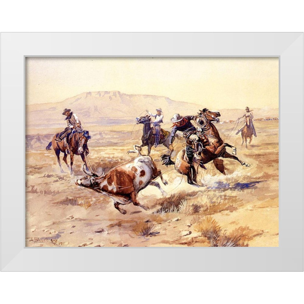Russell, Charles Marion 32x25 White Modern Wood Framed Museum Art Print ...