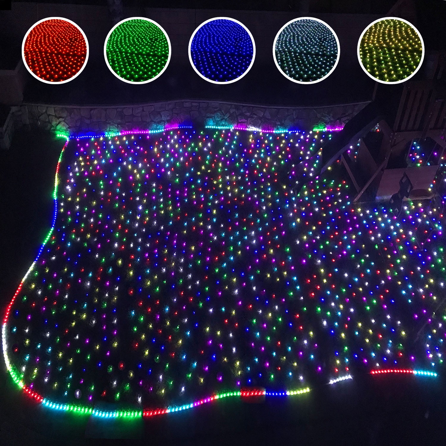 Russell Decor Net Lights Remote Control Multi Color Modes Bushes Tree ...
