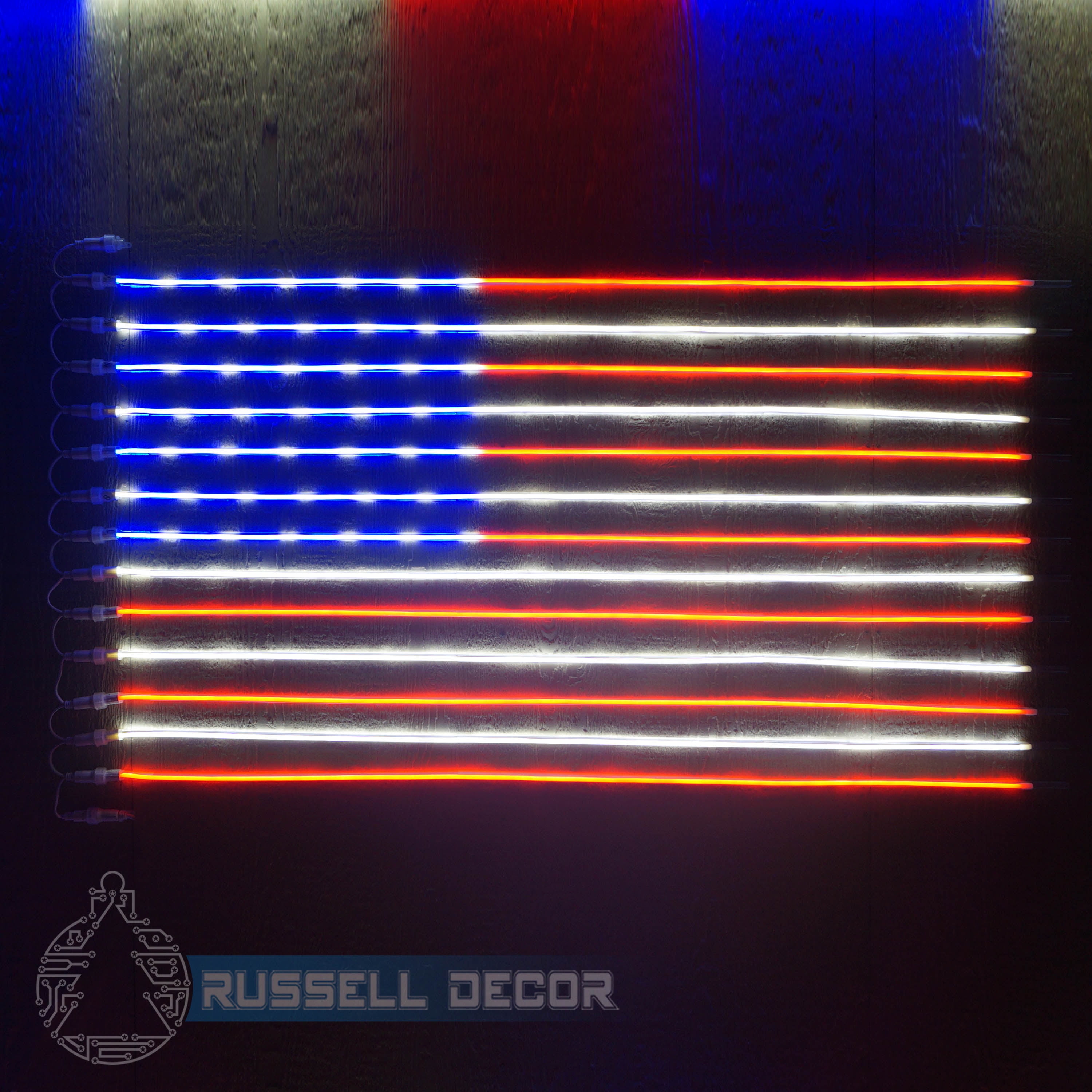 Russell Decor Patriotic American Flag Neon Lights Independence Day 4th ...